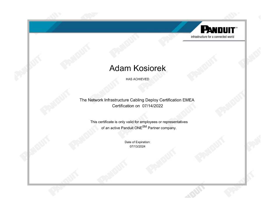 Structured cabling certificates - warranty documentation - Eleks